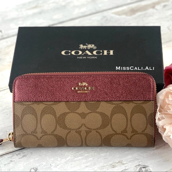 Coach | Bags | Coach Signature Canvas Accordion Wallet Gift Box | Poshmark